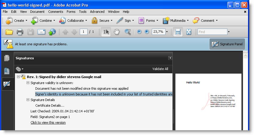 Howto: Add a Digital Signature to a PDF File | Didier Stevens