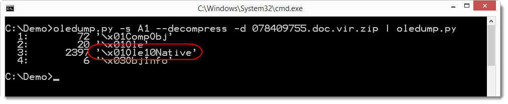 oledump And XML With Embedded OLE Object | Didier Stevens