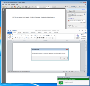 Test File: PDF With Embedded DOC Dropping EICAR | Didier Stevens